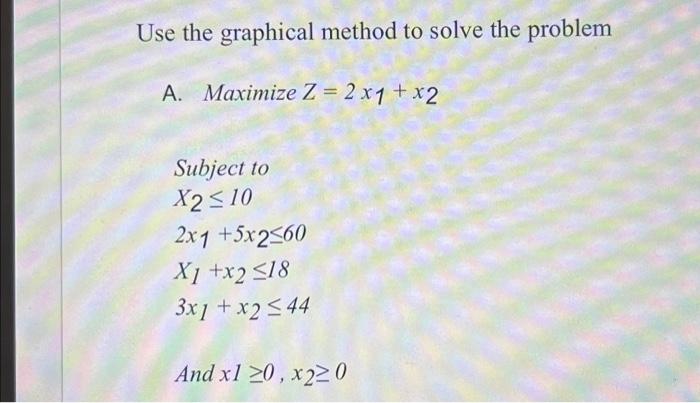 Solved Use the graphical method to solve the problem A. | Chegg.com