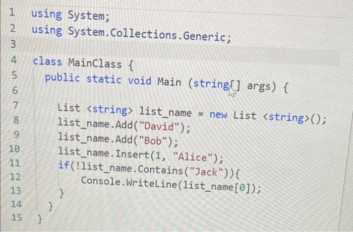 Solved 123456889 7 10 11 12 13 14 15 using System; using | Chegg.com