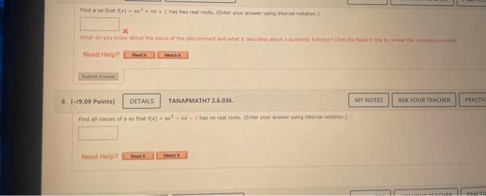 Solved Find a so that P(x)=ax2+4x+2 has two real roots. | Chegg.com