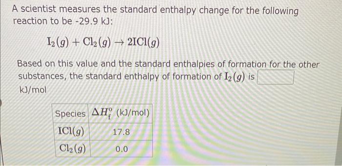 Solved A scientist measures the standard enthalpy change for | Chegg.com