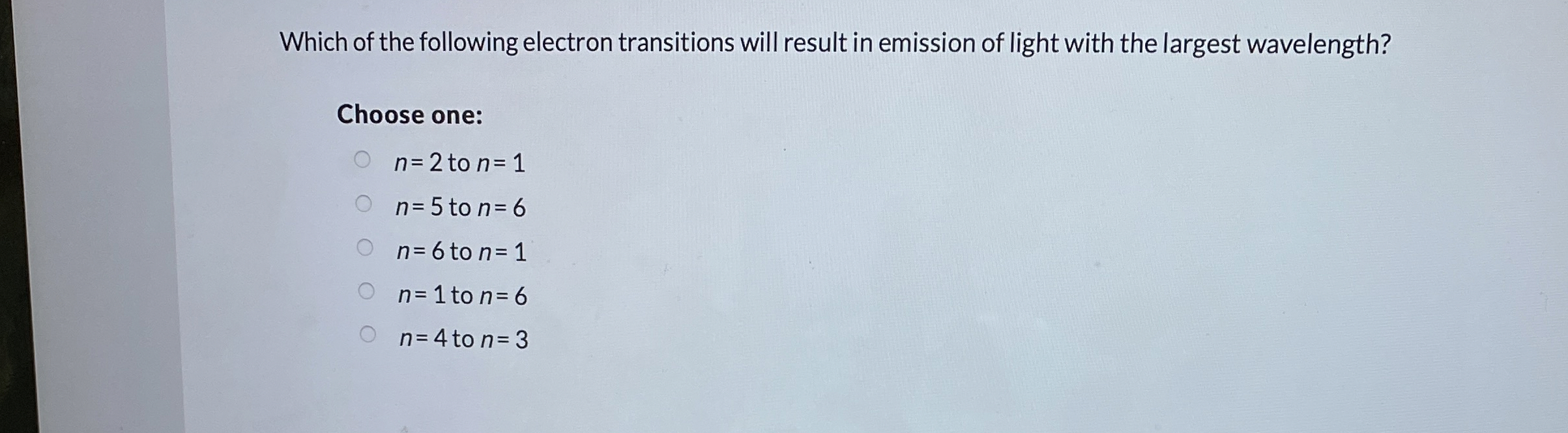 Solved Which of the following electron transitions will | Chegg.com