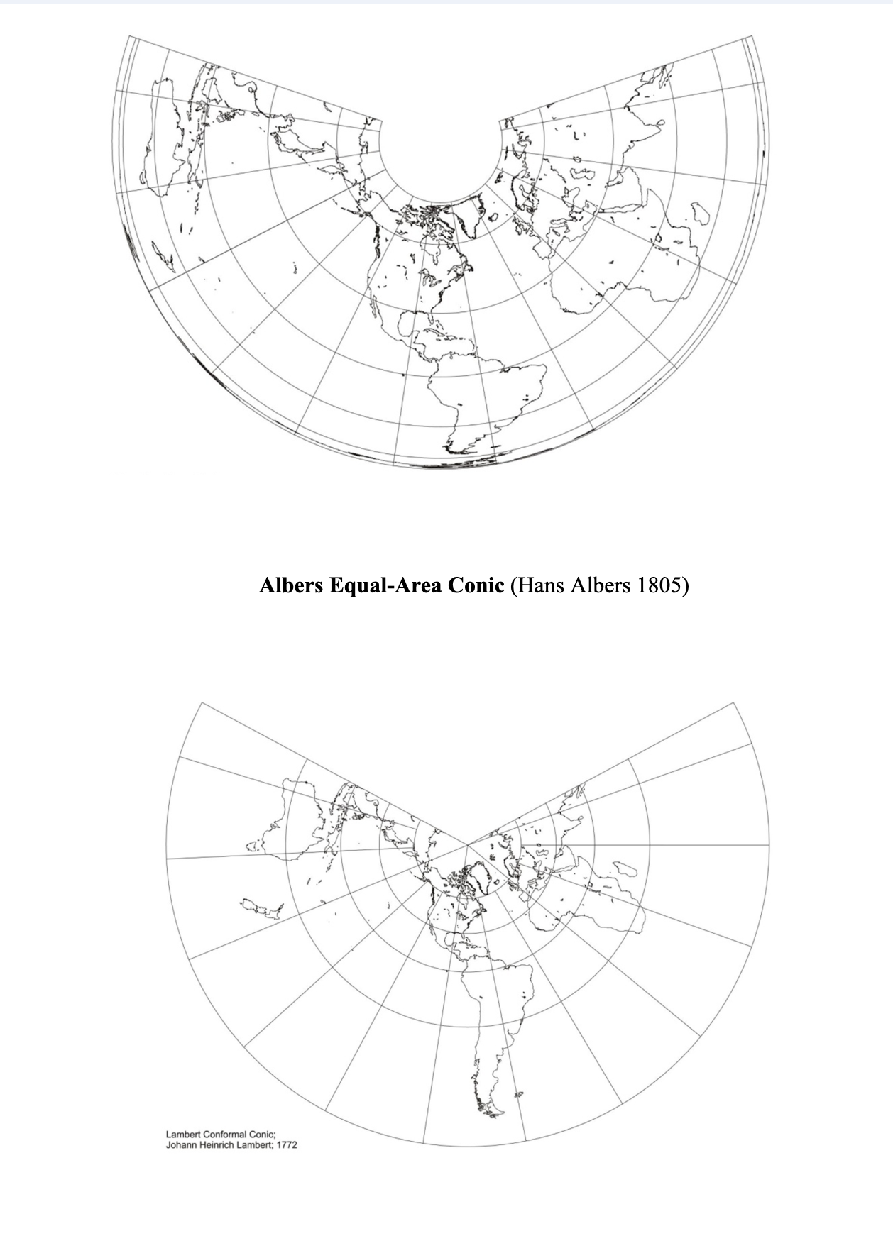 Solved The Lambert and Albers maps are both conic | Chegg.com
