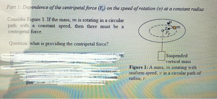 Solved Part 1: Dependence of the centripetal force (Fc) on | Chegg.com