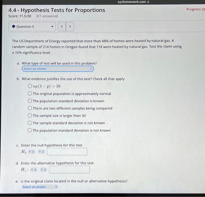 Solved 4.4 - Hypothesis Tests for Proportions Score: | Chegg.com