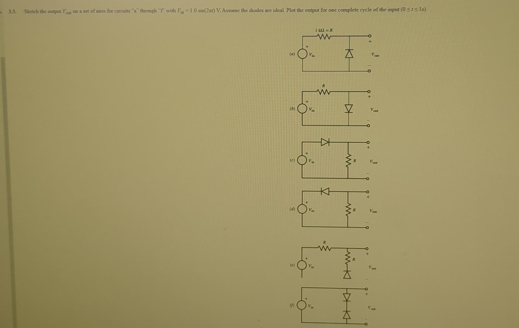 Solved 33 Sketch The Output Vout On A Set Of Axes For