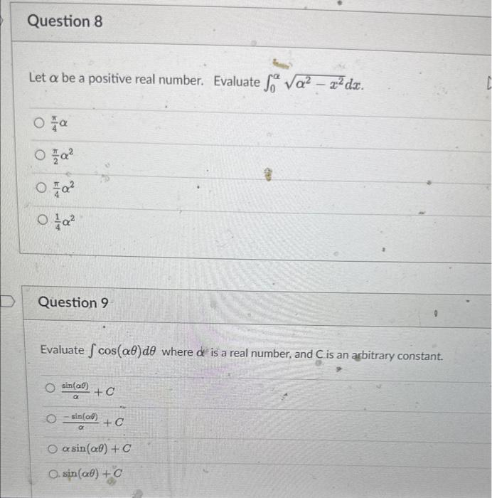 Solved Let α be a positive real number. Evaluate ∫0αα2−x2dx. | Chegg.com