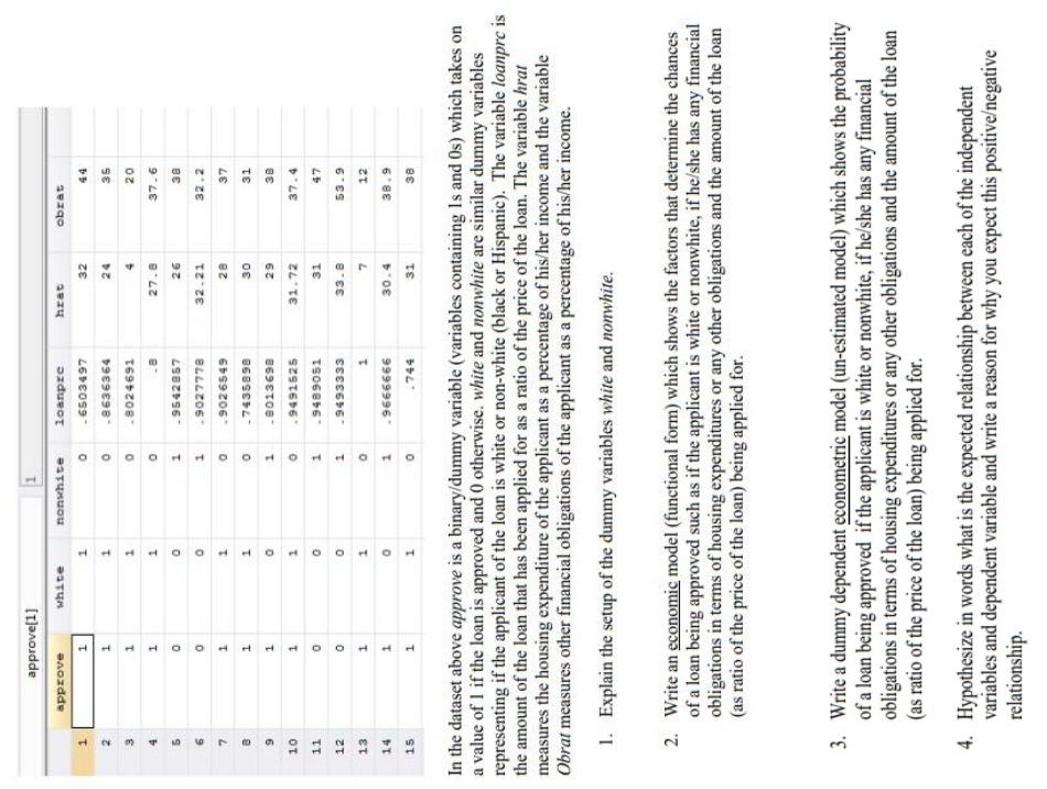 Solved In the dataset above approve is a binary/dummy | Chegg.com