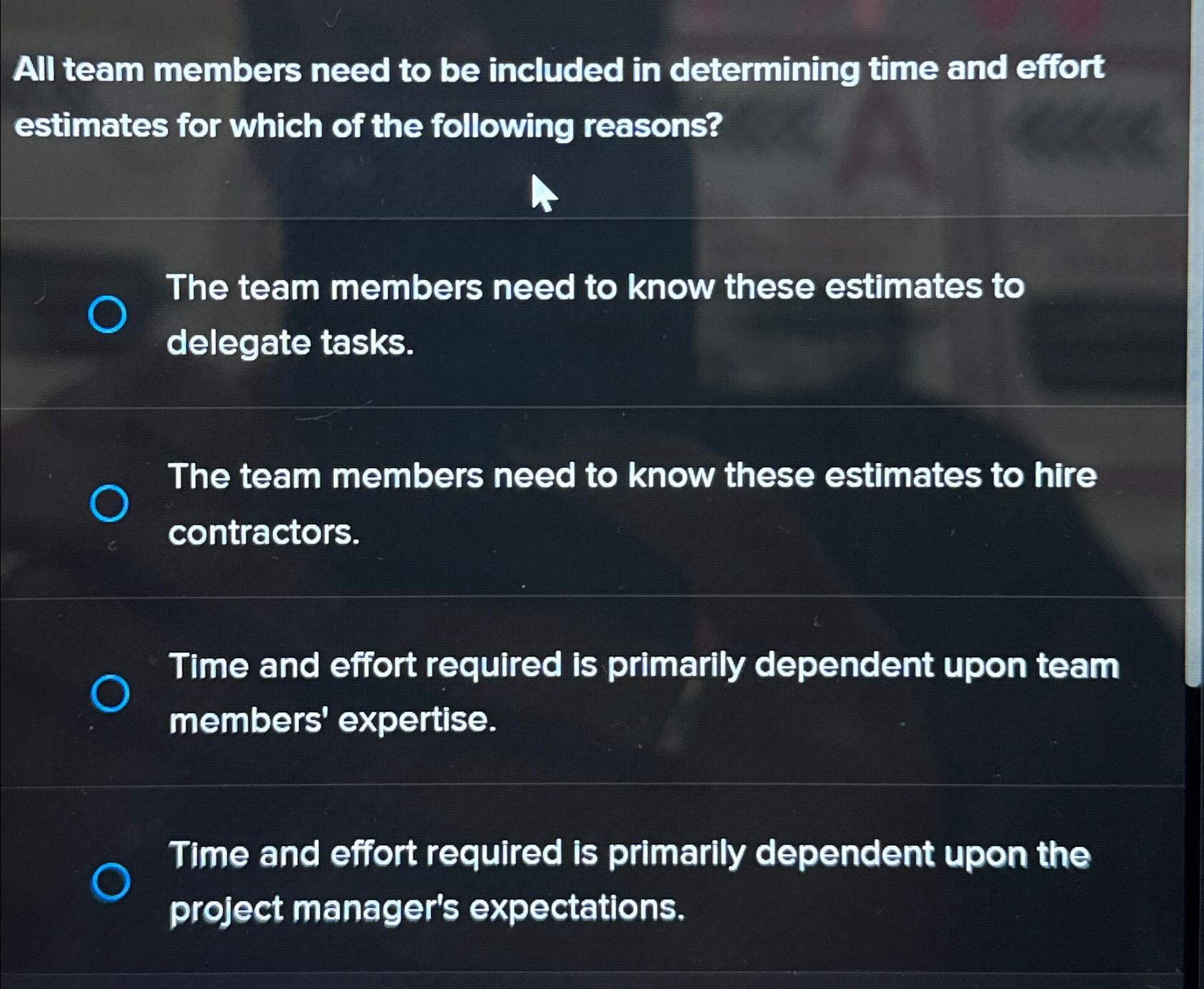 Solved All team members need to be included in determining | Chegg.com