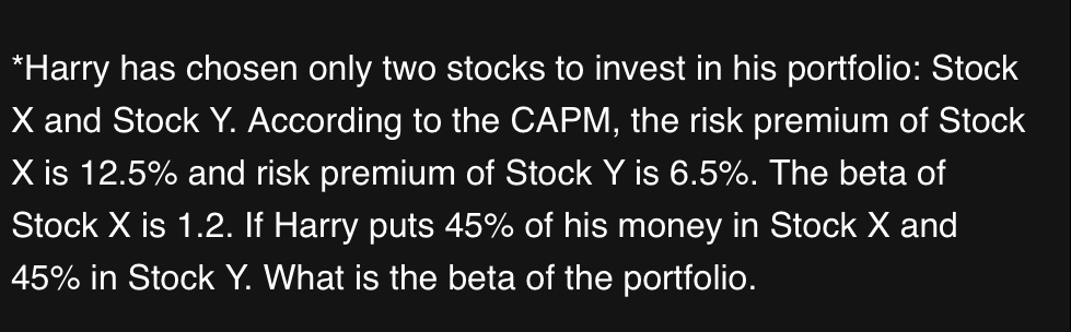Solved *Harry has chosen only two stocks to invest in his | Chegg.com