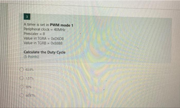Solved A timer is set in PWM mode 1 Peripheral clock = 48MHz | Chegg.com
