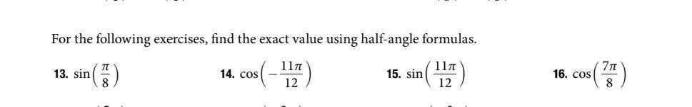 Solved For the following exercises, find the exact value | Chegg.com