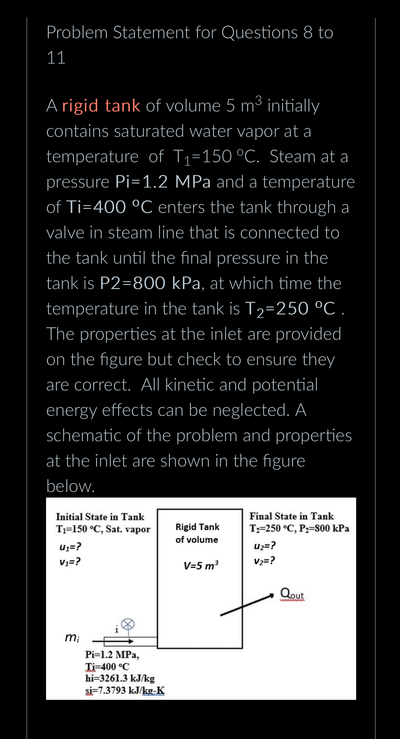 Solved Problem Statement for Questions 8 ﻿to 11A rigid tank | Chegg.com