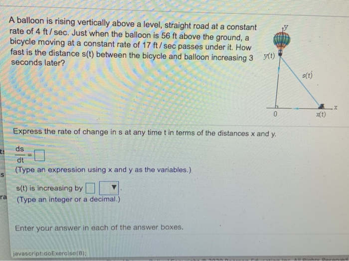 Solved A balloon is rising vertically above a level, | Chegg.com