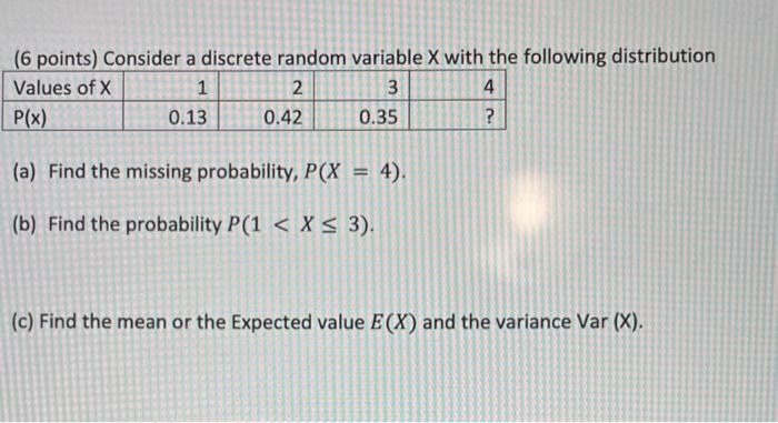 Solved 6 Points Consider A Discrete Random Variable X With
