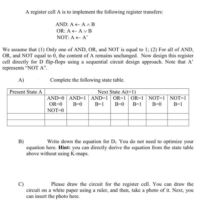 Solved A register cell A is to implement the following | Chegg.com