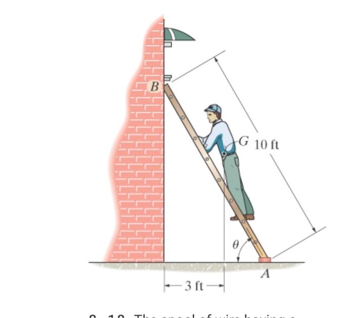 Solved *8-16. The 180-lb man climbs up the ladder and stops | Chegg.com