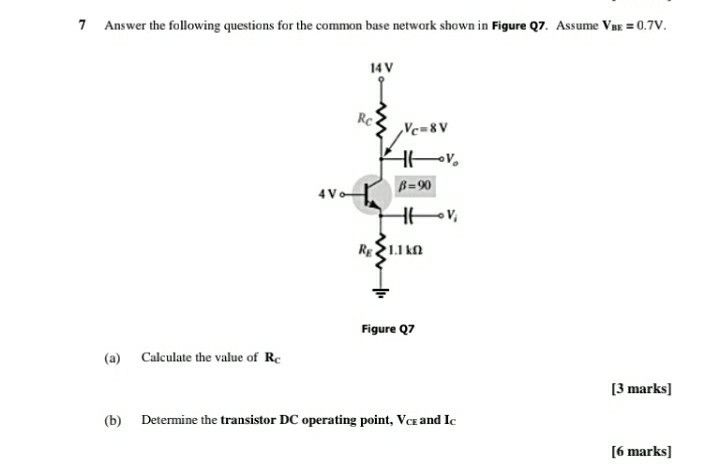 Solved 7 Answer the following questions for the common base | Chegg.com