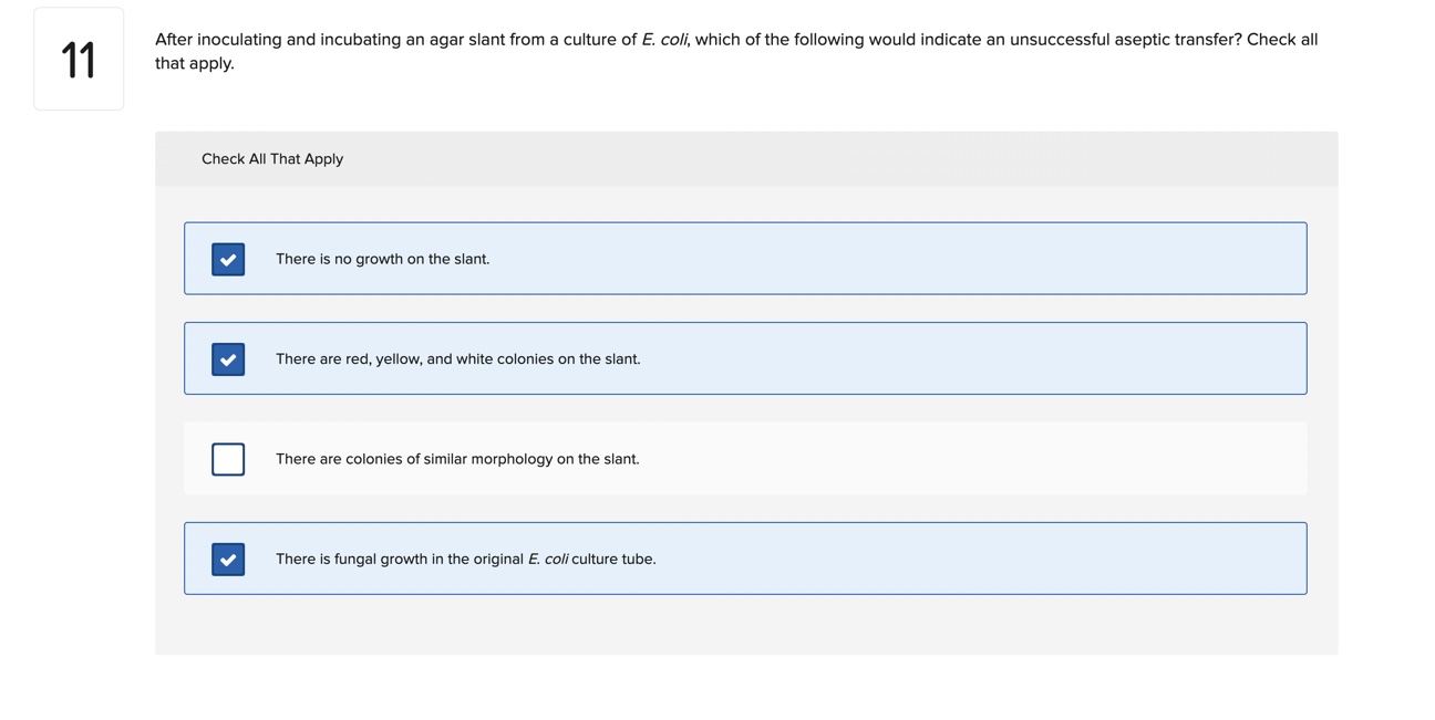 Solved After inoculating and incubating an agar slant from a | Chegg.com