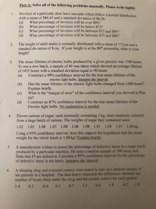 Solved Part A Solve all of the following problems manually. | Chegg.com
