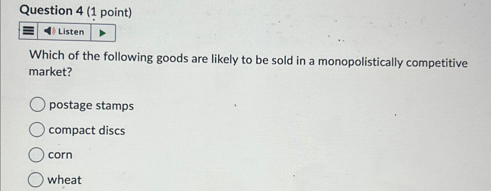 Solved Question 4 (1 ﻿point)ListenWhich of the following | Chegg.com