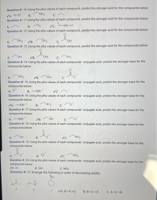 Solved Question \#: 10 Using the pKa values of each | Chegg.com