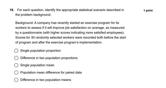 Solved 9. For each question, identify the appropriate | Chegg.com