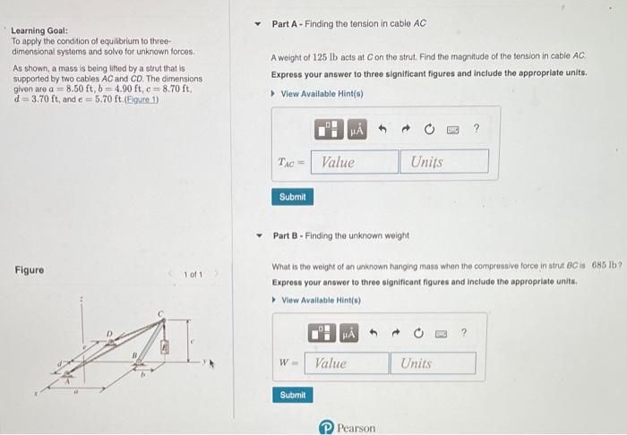 Solved Learning Goal: Part A - Finding the tension in cable | Chegg.com