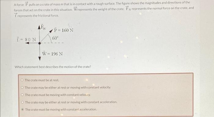 Solved A force P pulls on a crate of mass m that is in | Chegg.com