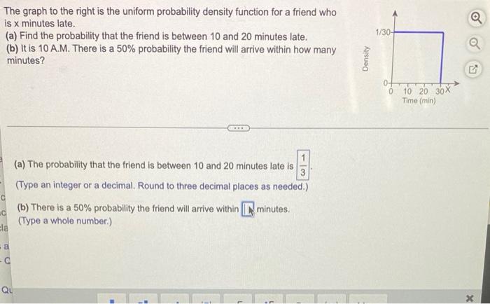 Solved The graph to the right is the uniform probability | Chegg.com