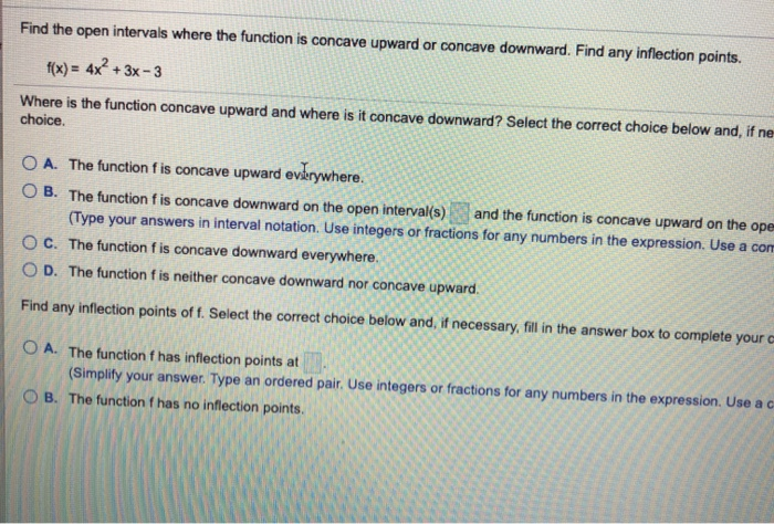 Solved Find the open intervals where the function is concave | Chegg.com