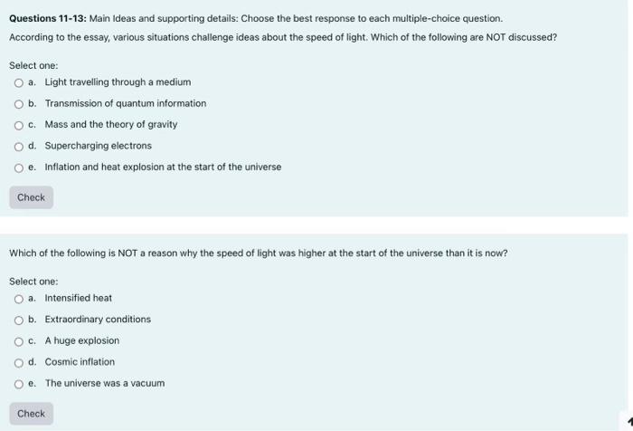 Questions 11-13: Main Ideas and supporting details: | Chegg.com