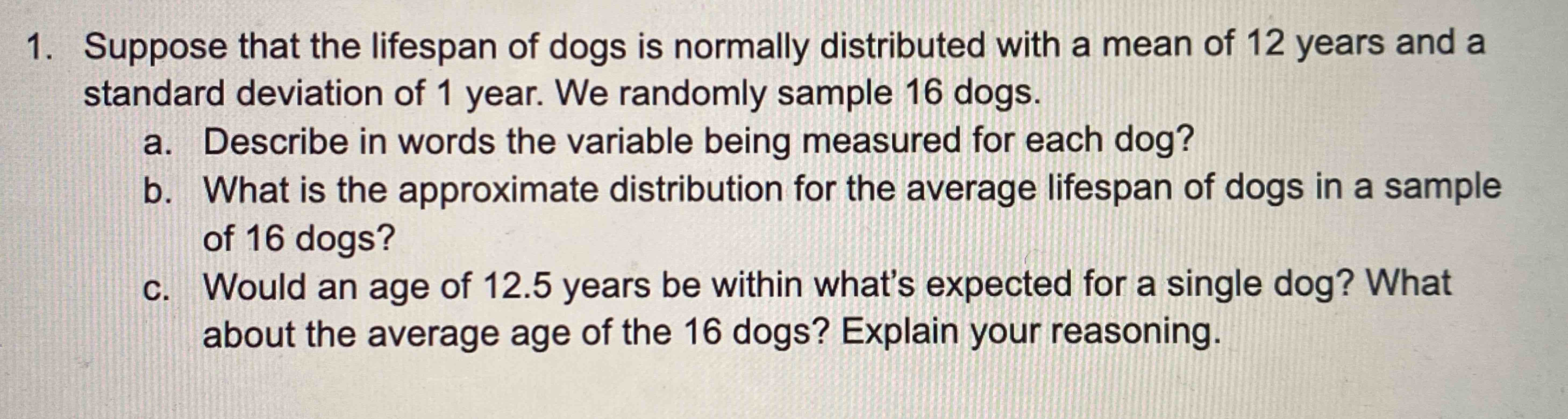 Solved Suppose that the lifespan of dogs is normally | Chegg.com