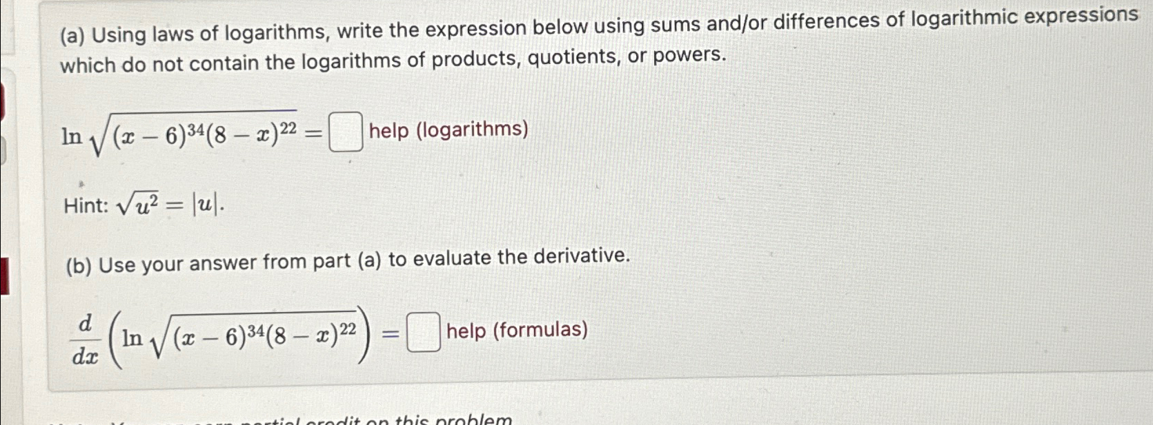 Solved (a) ﻿Using laws of logarithms, write the expression | Chegg.com