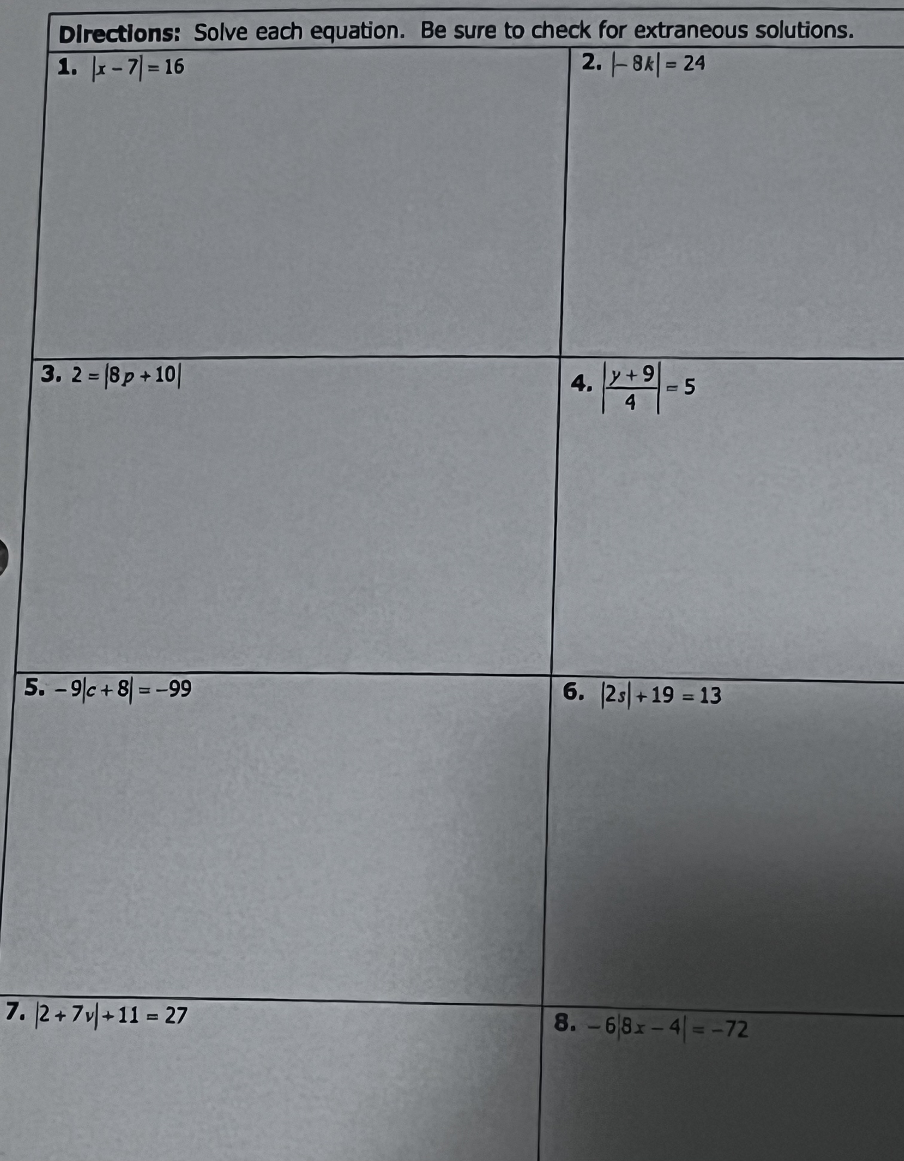 Solved SOLVE ONE THROUGH EIGHT. DO NOT ONLY SOLVE ONE | Chegg.com
