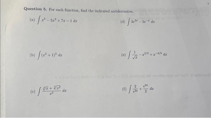 Solved Question 5. For each function, find the indicated | Chegg.com