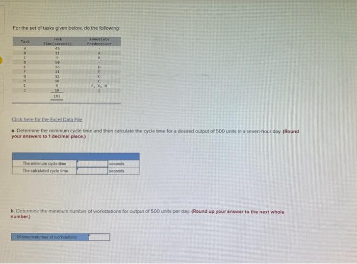 Solved For the set of tasks given below, do the following | Chegg.com