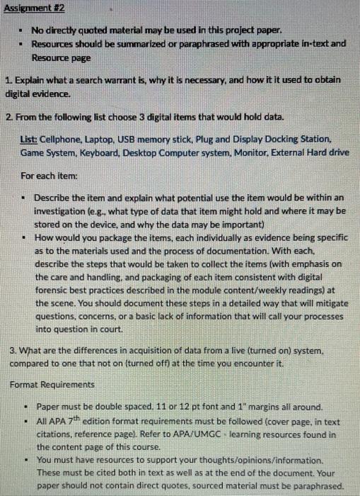 Solved Assigment 2 - No directly quoted material may be used | Chegg.com