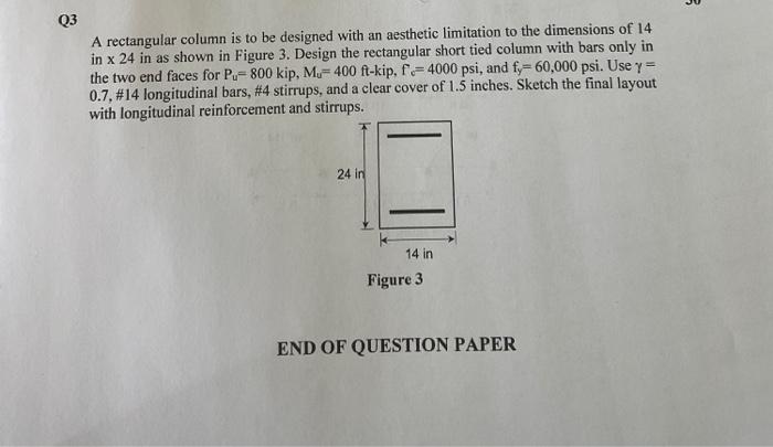 Solved A rectangular column is to be designed with an | Chegg.com