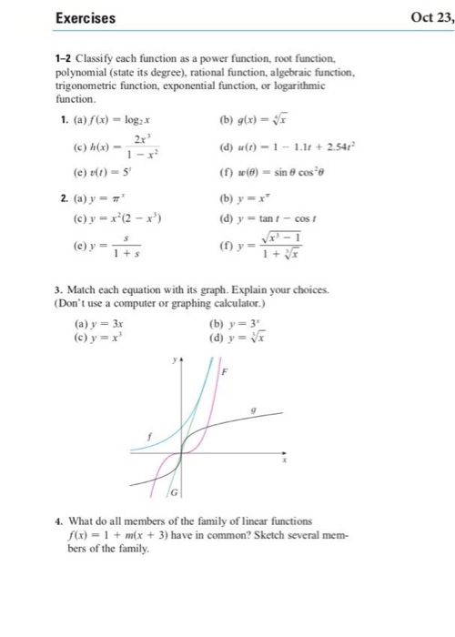 Solved Exercises Oct 23, 2x 1-2 Classify each function as a | Chegg.com