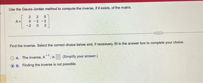 Solved Use the Gauss-Jordan method to compute the inverse, | Chegg.com