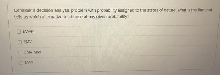 Solved Consider a decision analysis problem with probability | Chegg.com