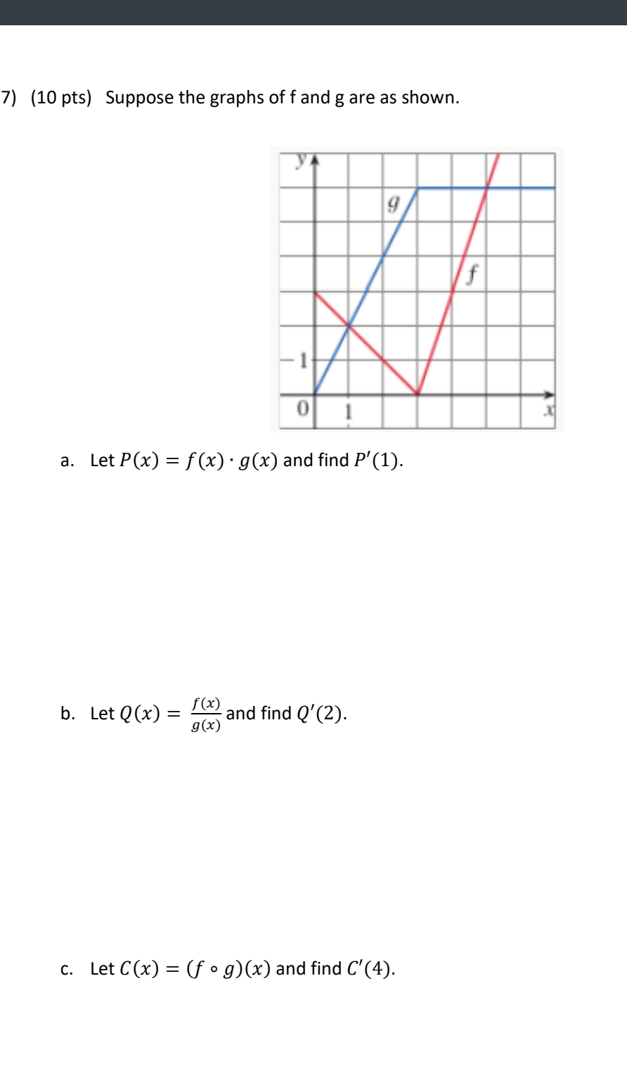 Solved (10 ﻿pts) ﻿Suppose the graphs of f ﻿and g ﻿are as | Chegg.com