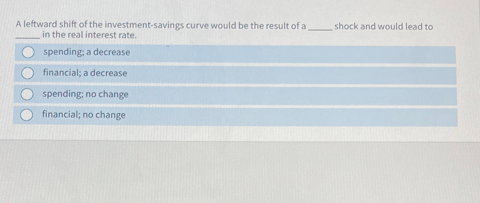 Solved A leftward shift of the investment-savings curve | Chegg.com