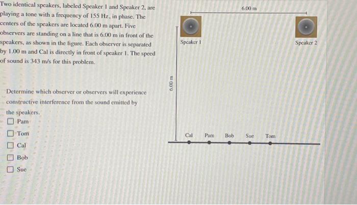 Solved Two identical speakers, labeled Speaker 1 and Speaker | Chegg.com