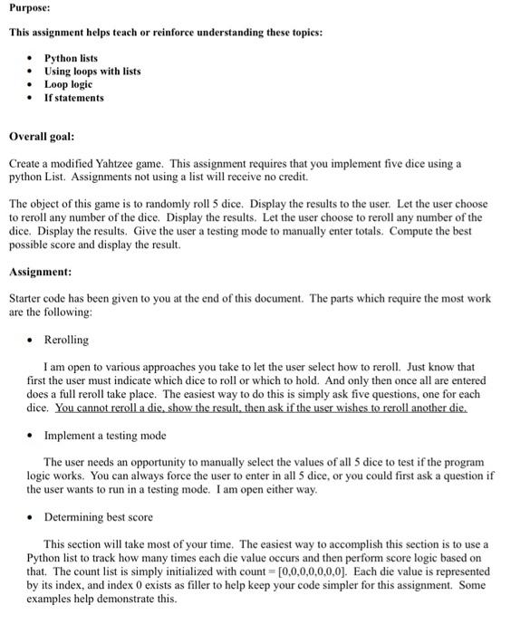 Solved Purpose: This assignment helps teach or reinforce | Chegg.com