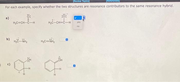 Solved For each example, specify whether the two structures | Chegg.com