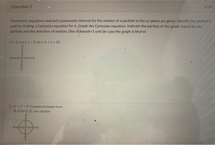 Solved Parametric equations and and a parameter interval for | Chegg.com