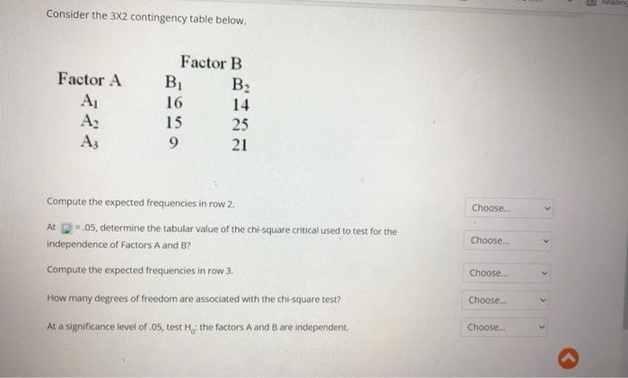 Solved din Consider the 3x2 contingency table below. Factor | Chegg.com