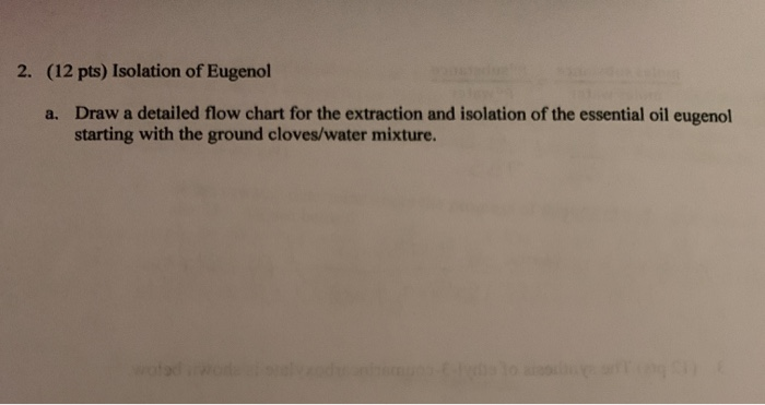 Solved 2. (12 pts) Isolation of Eugenol a. Draw a detailed | Chegg.com