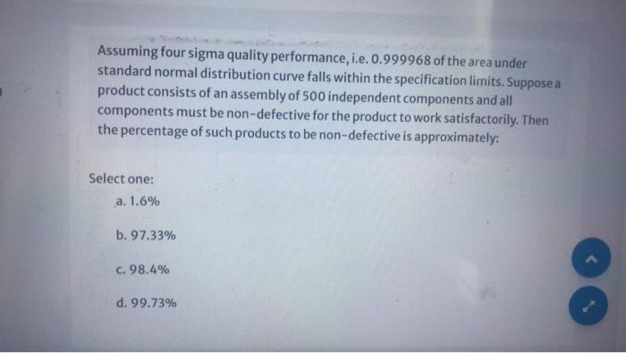 Solved Assuming four sigma quality performance, i.e. | Chegg.com